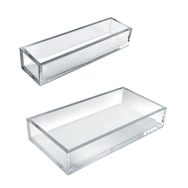 Azar Displays Deluxe 3 Piece Clear Acrylic Tray Set, Two Narrow Rectangle Trays and One Large ...